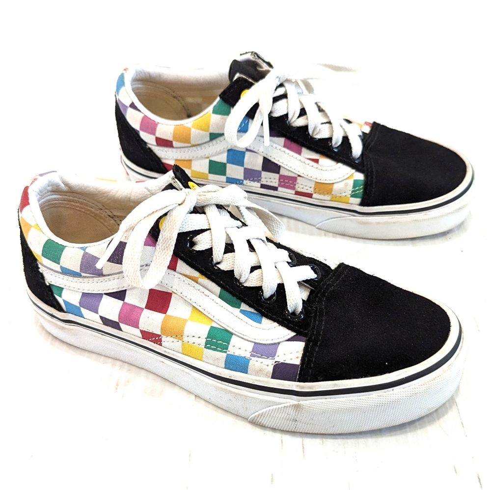 Vans Old Skool Retro Rainbow Checkerboard Skateboard … - Gem